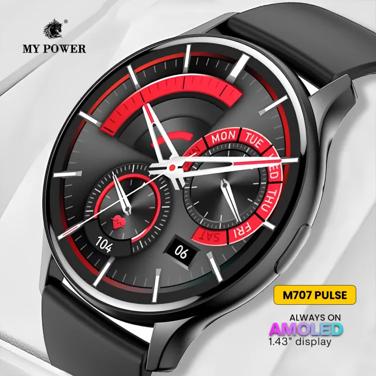 M707 pulse Mypower smartwatch Amoled round display with Bluetooth ...